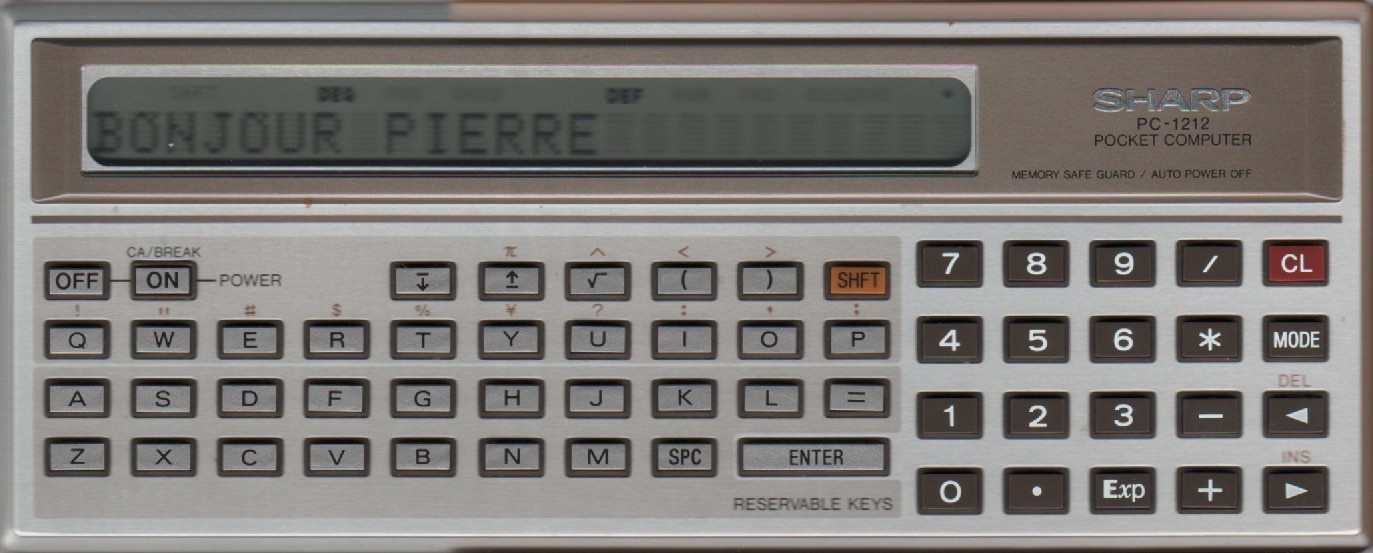 Sharp - PC-1212 - - Pir2 - Sharp PC1212 - Casio.ledudu.com - Casio pocket computer, calculator ...