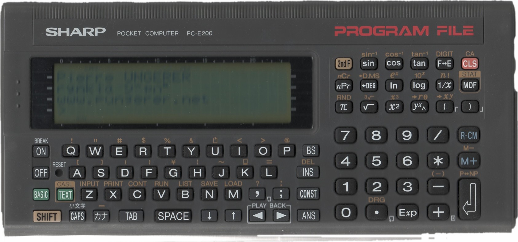 Sharp - PC-E200 - - Pir2 - Sharp PCE200 - Casio.ledudu.com - Casio pocket computer, calculator ...
